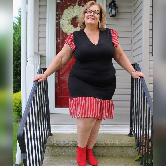 Plushe | Dresses | New Nwot Plus Size Plushe Black Stretch Stripe Tulle ...